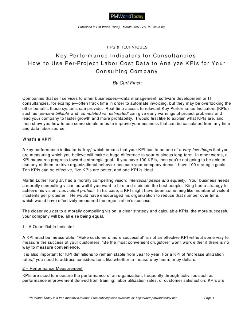 Key Performance Indicators For Consultancies: How To Use Per-Project ...