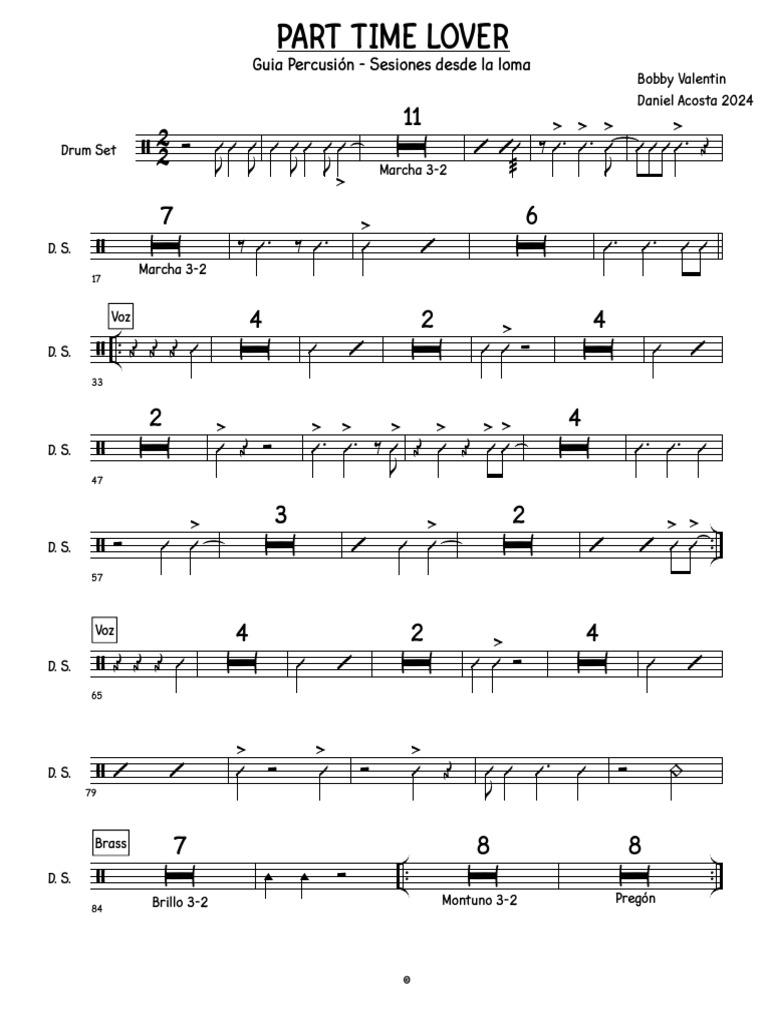 The Part Time Lover - Guia Percusión | PDF