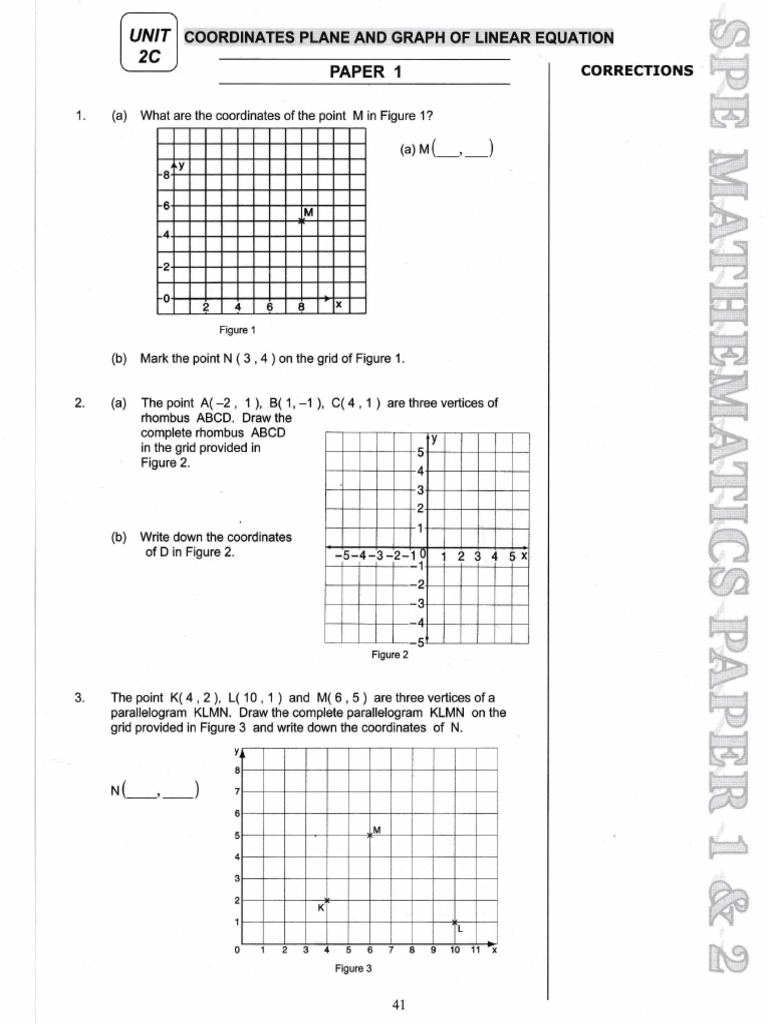 Unit 2C (Coordinates Plane and Graph of Linear Equation) | PDF ...