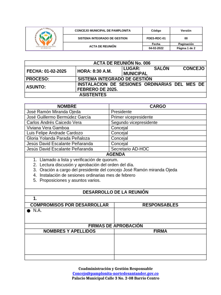 F.des - Sig-01 Acta N°006 2025 | PDF