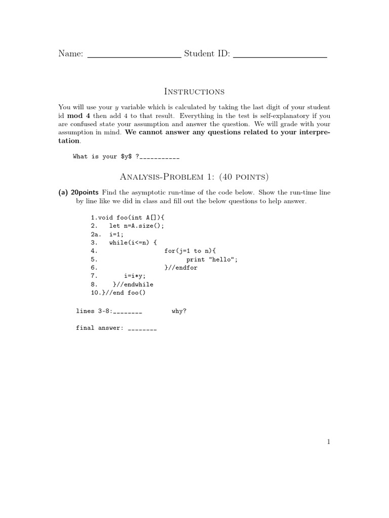 Blank Midterm 1 ECS 122A | PDF | Software Engineering | Computer Programming