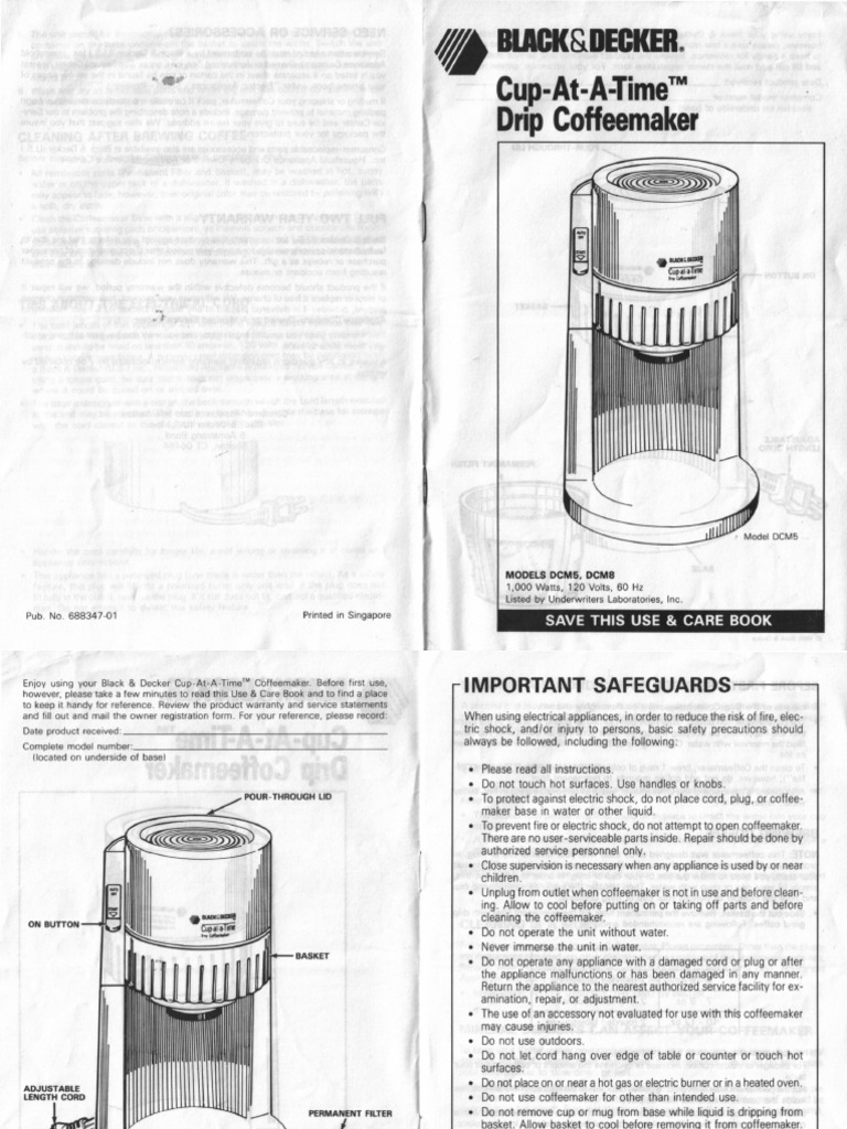 Black & Decker Cup-At-A-Time DCM5 | PDF | Coffee | Drink