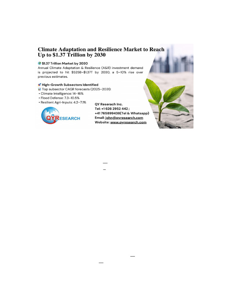 【QY Research Report】Climate Adaptation and Resilience Market | PDF ...