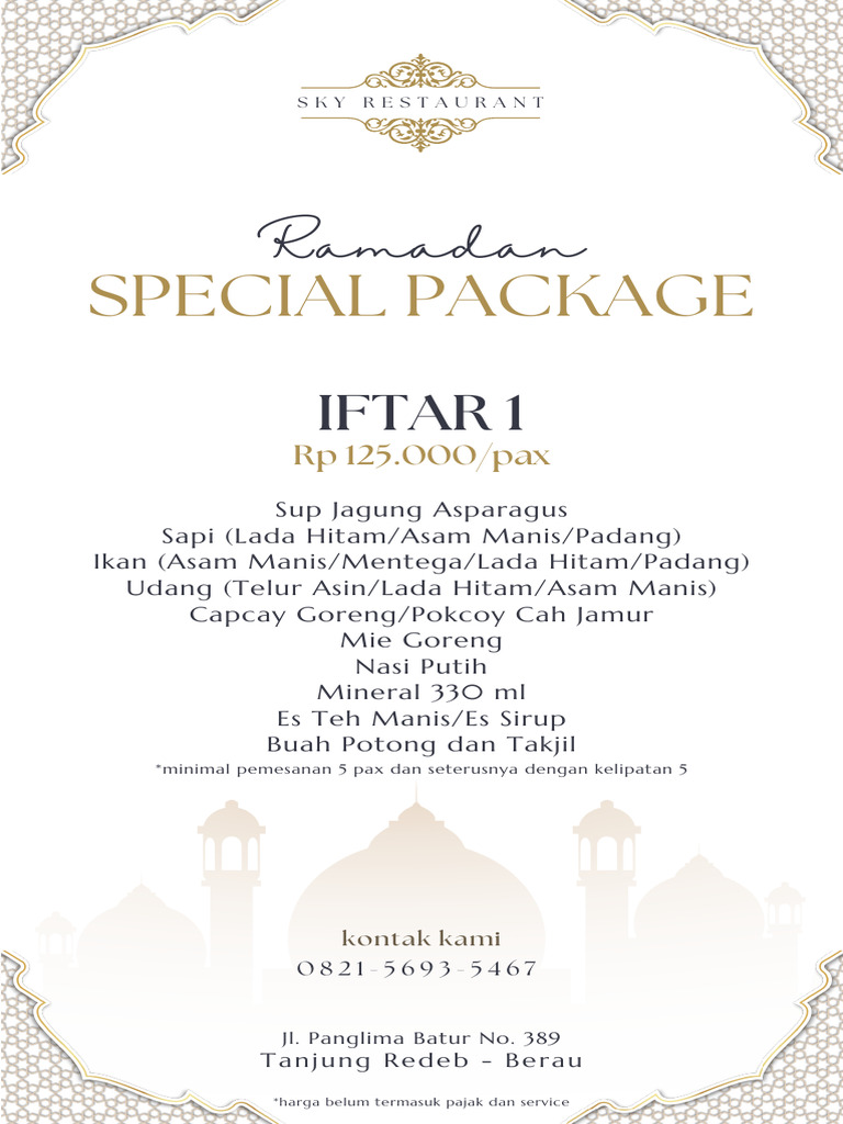 Iftar 2025 Sky Restaurant & Cafe | PDF