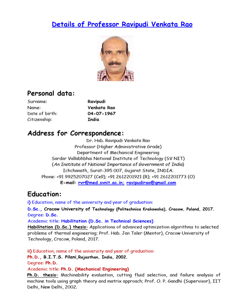 Rao Resume | PDF | Mathematical Optimization | Engineering
