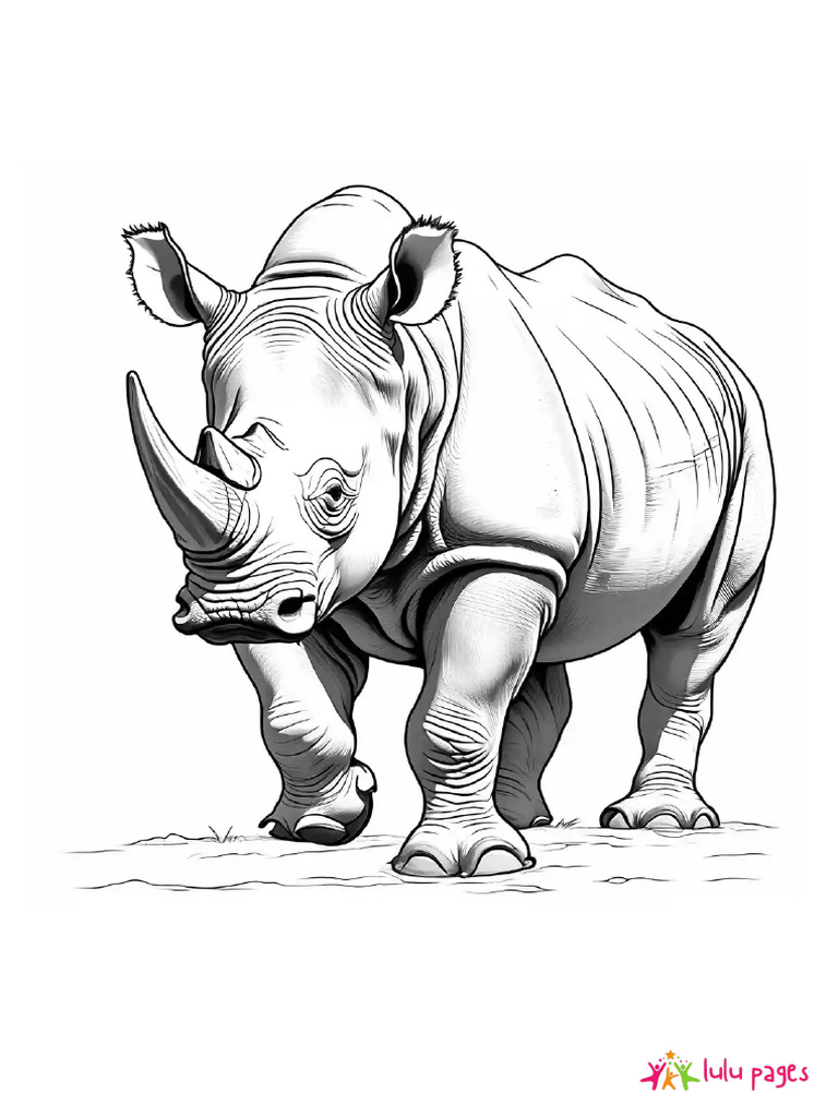 LuluPages Rhinoceros Printable Coloring Page-1 | PDF