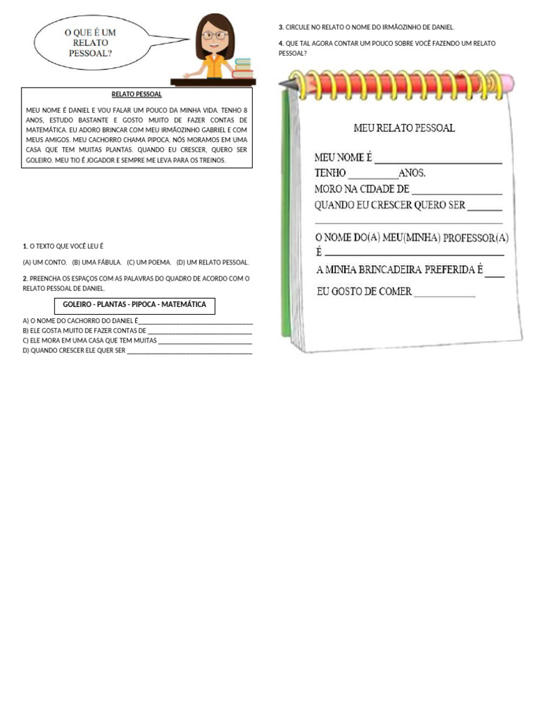 Atividade Adaptada - Relato Pessoal | PDF