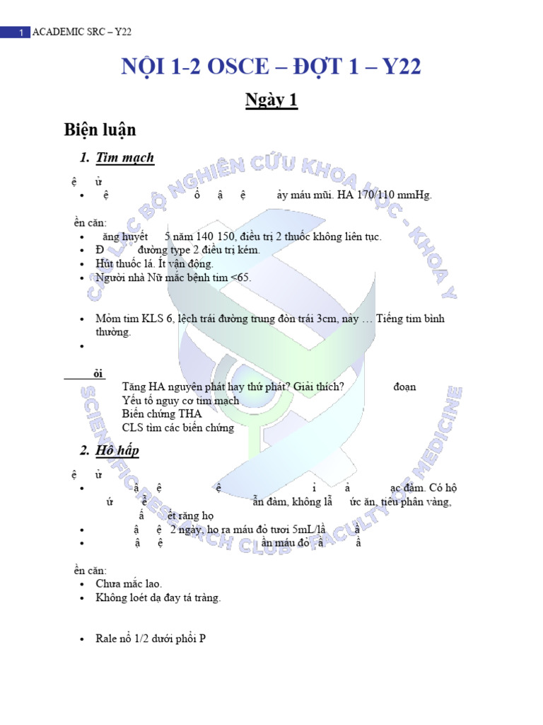N I 1,2 Osce - Đ T 1 - Y22 | PDF