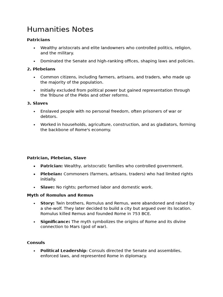 Humanities Notes | PDF | Roman Legion | Ancient Rome