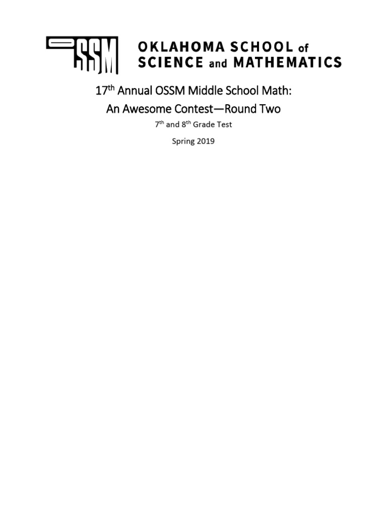 OSSM Middle School Math Contest 2019 | PDF | Elementary Mathematics ...