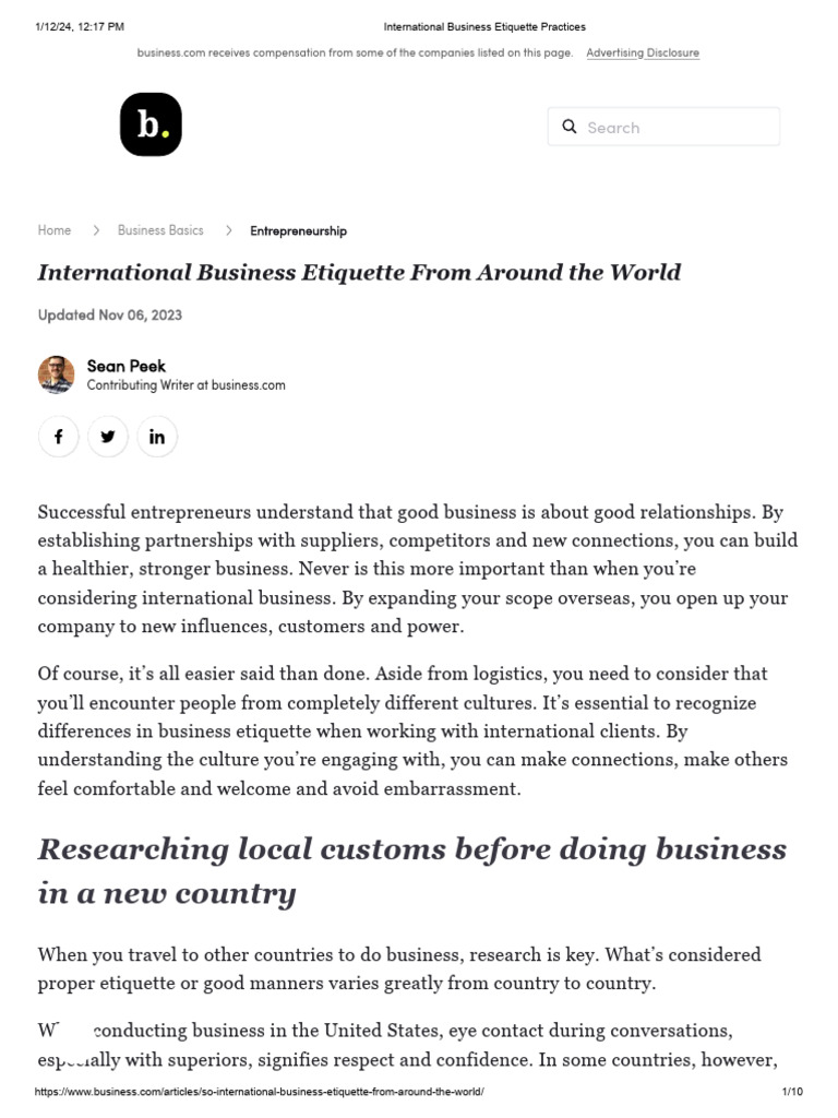 IBM 100 - International Business Etiquette Practices | PDF | Etiquette