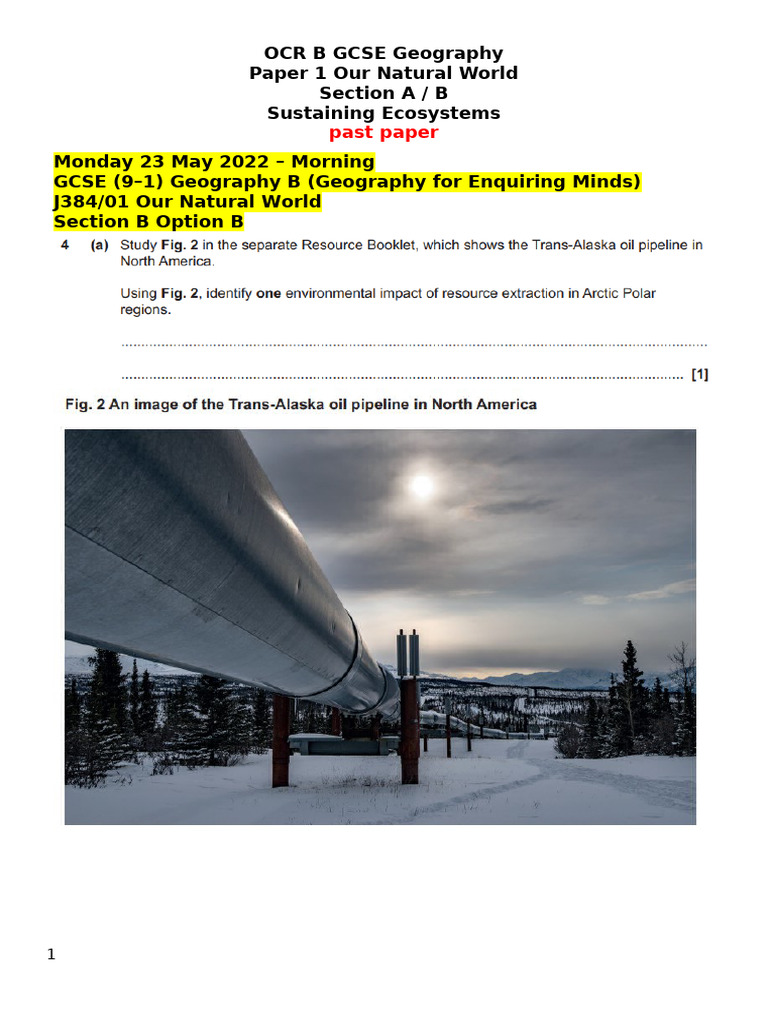 OCR B GCSE Geography Paper 1 Overview | PDF