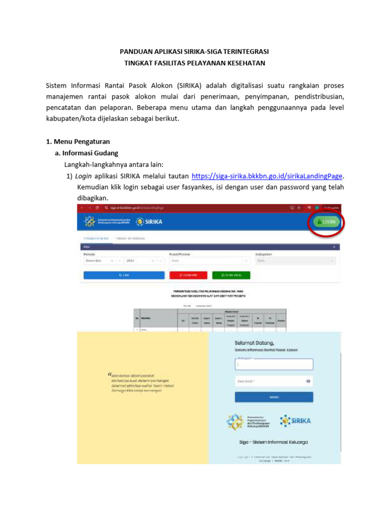 Panduan Penggunaan SIRIKA Tingkat Fasyankes | PDF