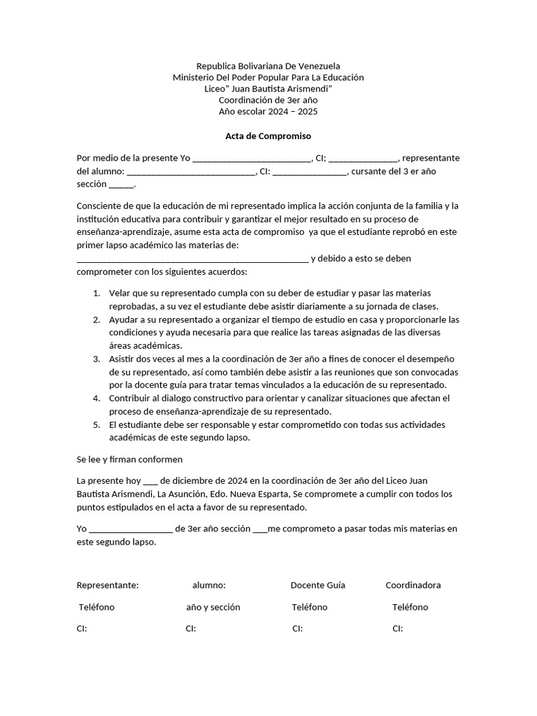 Acta de Reprobar Materia Por Lapso | PDF | Aprendizaje