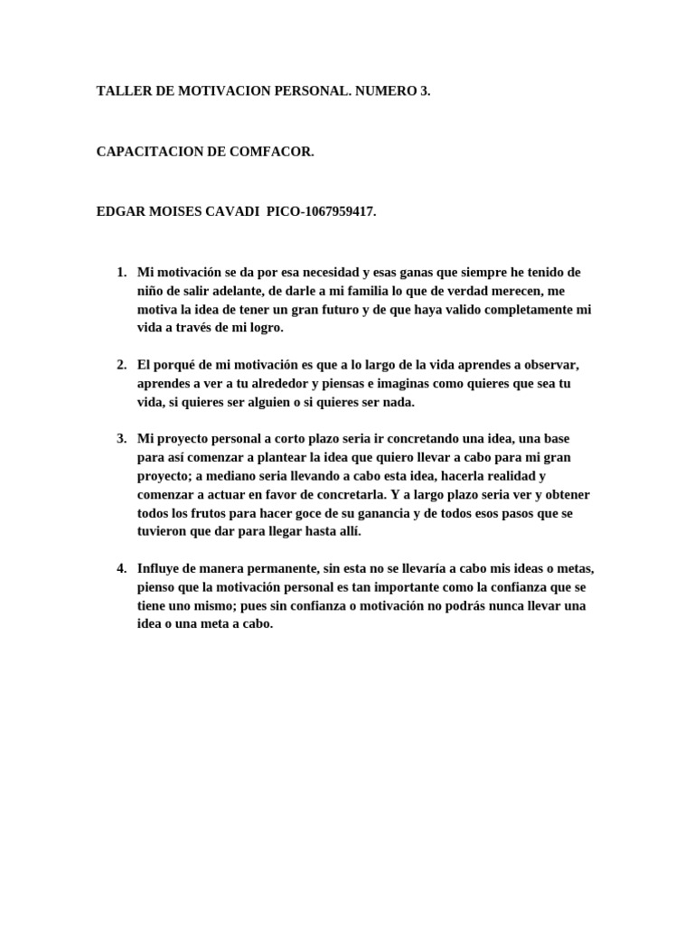 Taller de Motivacion Personal Comfacor | PDF