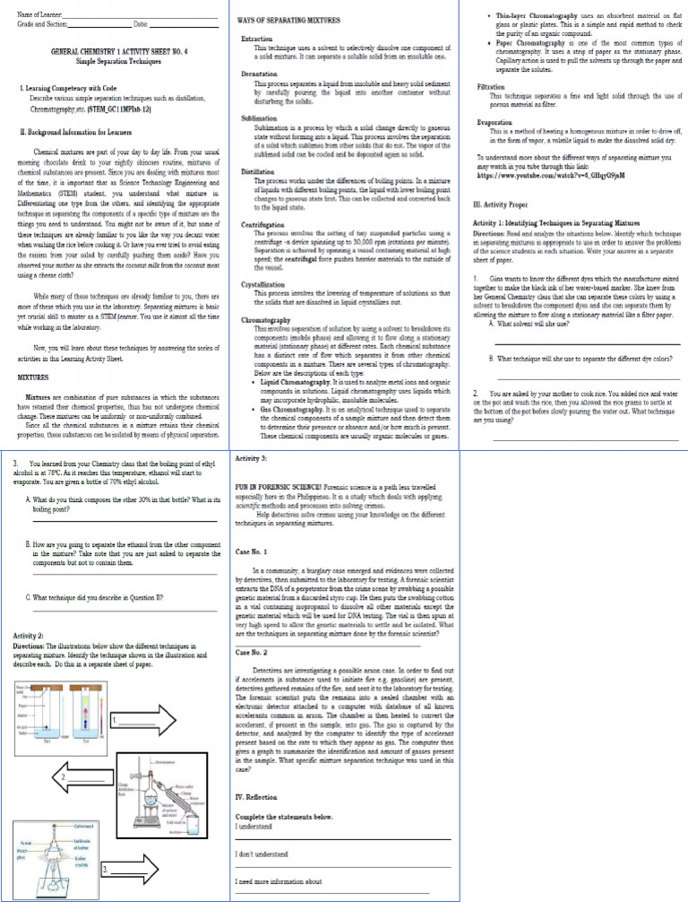 Separation Technique Activity | PDF