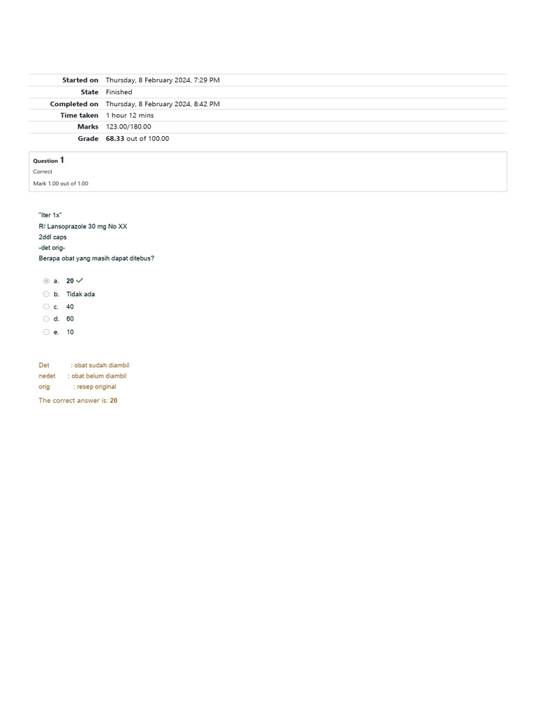 TRY OUT KE-4_ Attempt Review _ Moodle Description KE 2 | PDF