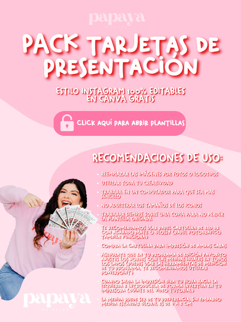 Pack Tarjetas de Presentación Estilo Insta | PDF