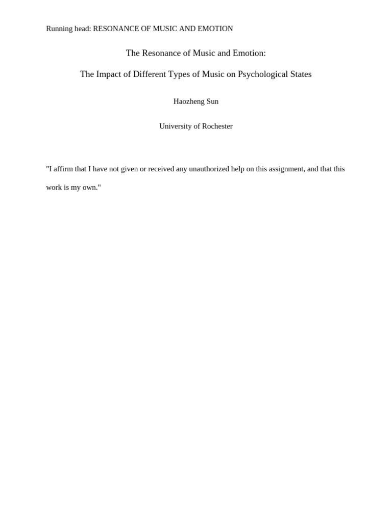 The Resonance of Music and Emotion FINAL FORMATTED | PDF | Emotions ...