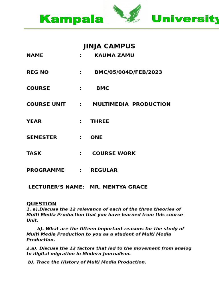 Future Multimedia Course Work | PDF | Multimedia | Mass Media