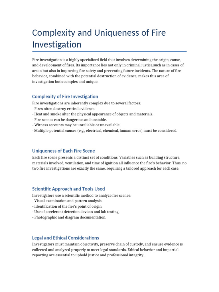 Fire Investigation Report | PDF