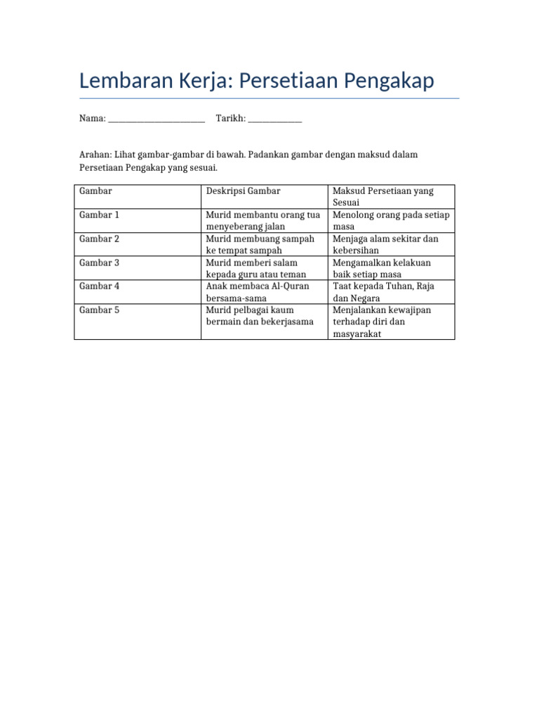 Lembaran Kerja Persetiaan Pengakap | PDF