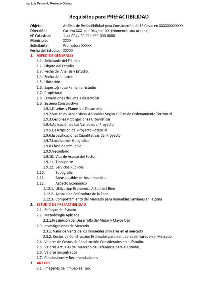 Requisitos para Prefactibilidad | PDF