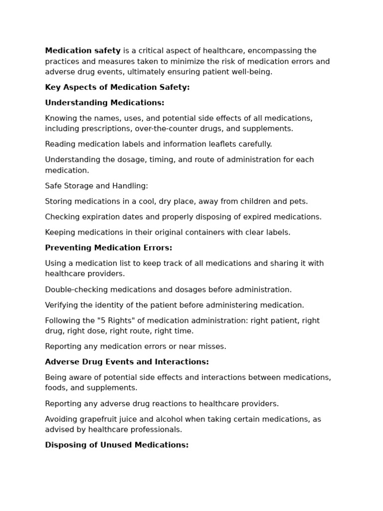 Medication Safety Is A Critical Aspect of Healthcare | PDF