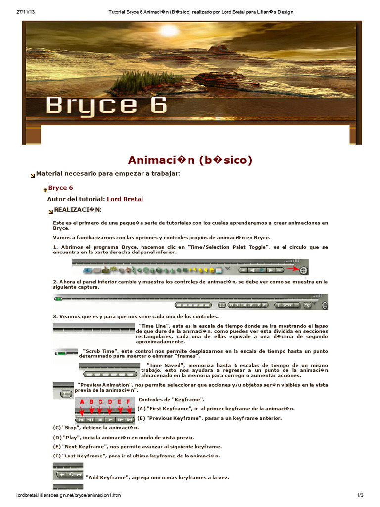 Tutorial Bryce 6 Animaci N (B Sico) Realizado Por Lord Bretai para Lilian S Design | PDF ...