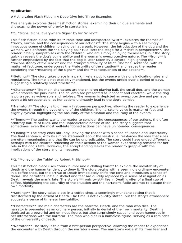 Flash Fiction - Sample Answer and Answer Key | PDF | Narrative | Narration