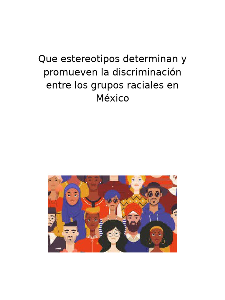 Que Estereotipos Determinan y Promueven La Discriminación Entre Los ...
