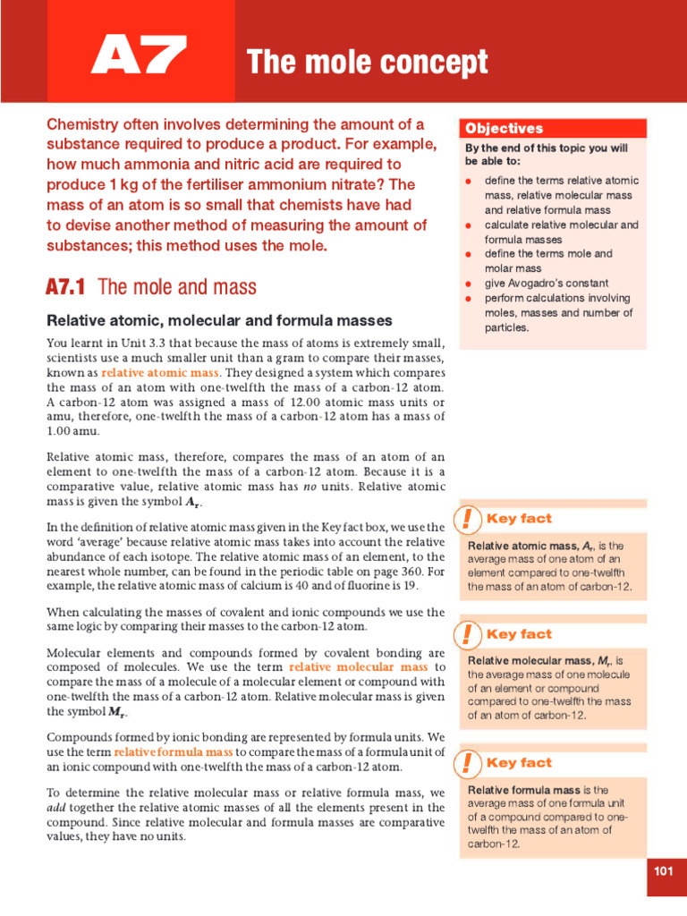 Mole Concept | PDF | Mole (Unit) | Molecules