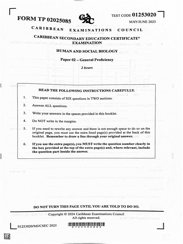 CSEC HSB June 2025, Paper 2 - 8 May 2025-3-03 PM | PDF