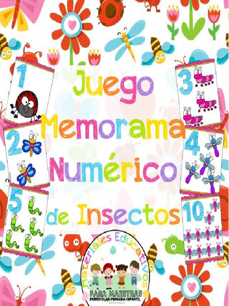 Juego de Memorama Numérico de Insectos by Materiales Educativos Para ...