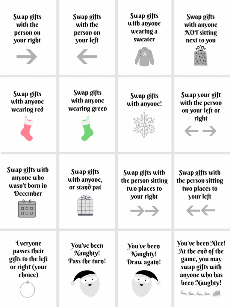 Gift Exchange Card Game Printable | PDF