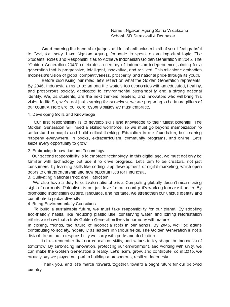 SCRIPT Ngakan Agung Satria Wicaksana | PDF | Patriotism | Indonesia