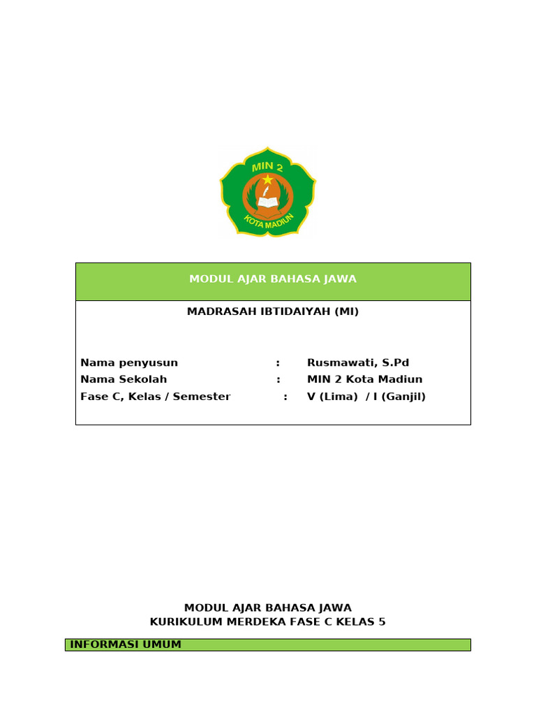 Modul Ajar Teks Pawarta Kelas 5 | PDF