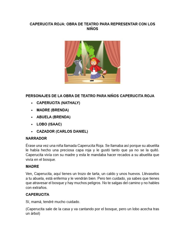 Obra de Teatro Caperucita Roja | PDF | Caperucita Roja