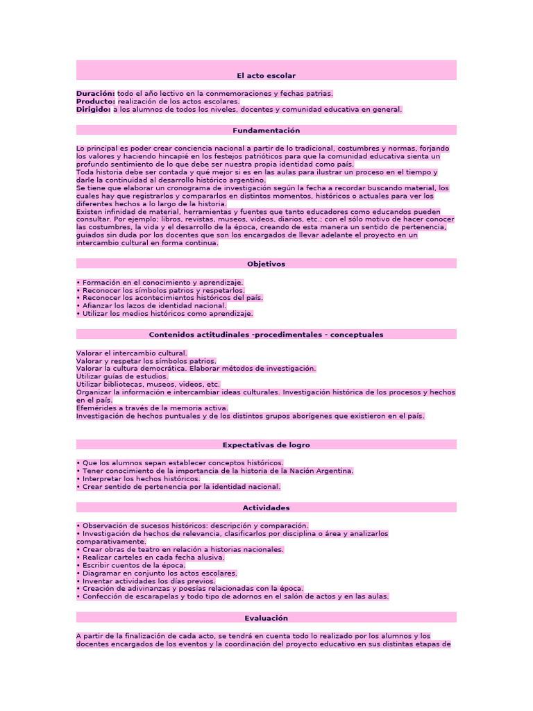 Qué es un acto escolar y su importancia | PDF | Enseñando | Educación ...