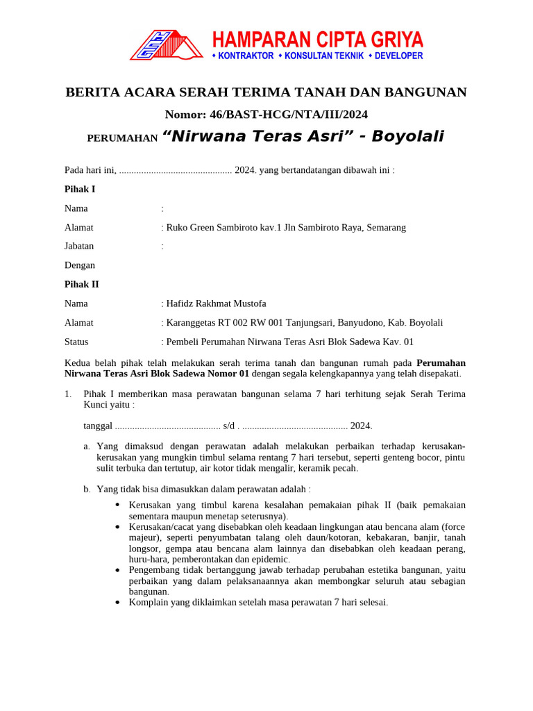 Bast Hafidz Rakhmat Mustofa Blok Sadewa 01 Nta | PDF