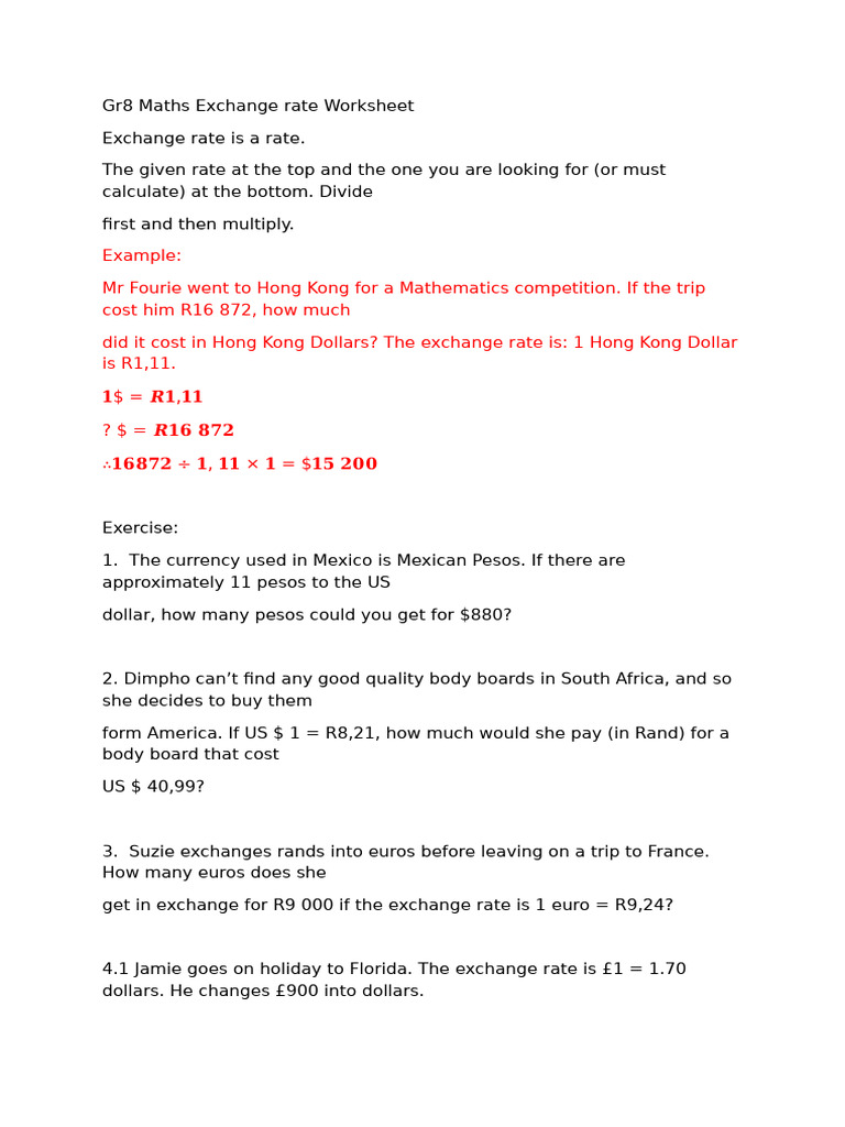 Exchange Rates Homework | PDF