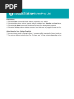 Kitchen Prep Sheet | PDF