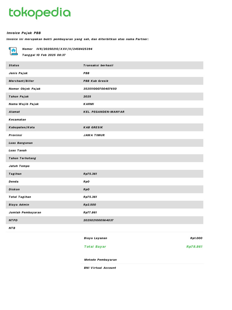 Bukti Lunas PBB 2025 | PDF