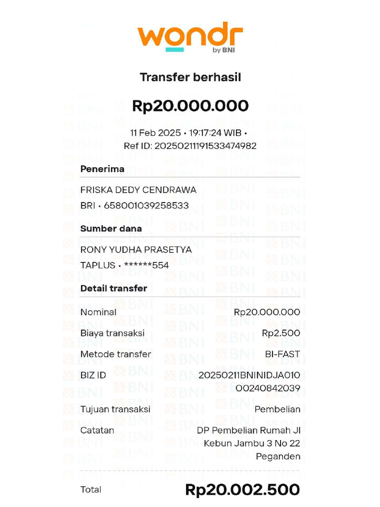Bukti TRF DP Rumah | PDF