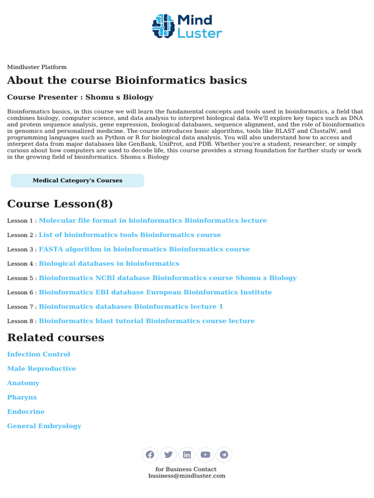 Bioinformatics Basics Course Content | PDF