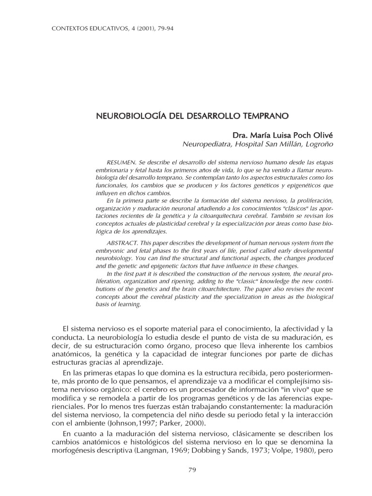 Dialnet-NeurobiologiaDelDesarrolloTemprano-209683 | PDF | Sinapsis ...