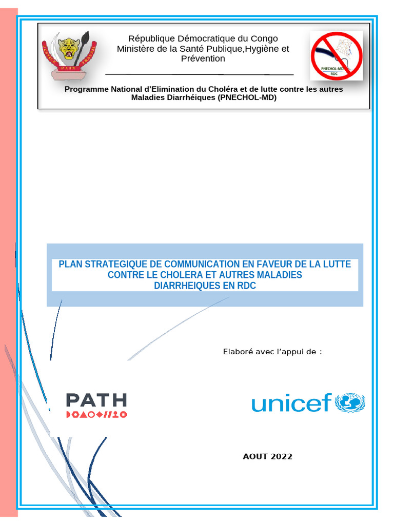 Plan de Communication contre le Choléra en RDC | PDF | Choléra | la ...