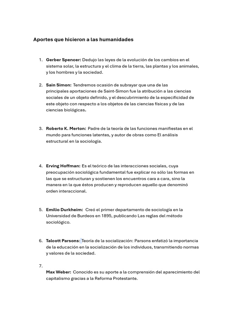 Filosofos Humanidades | PDF | Sociología | Educación en artes liberales