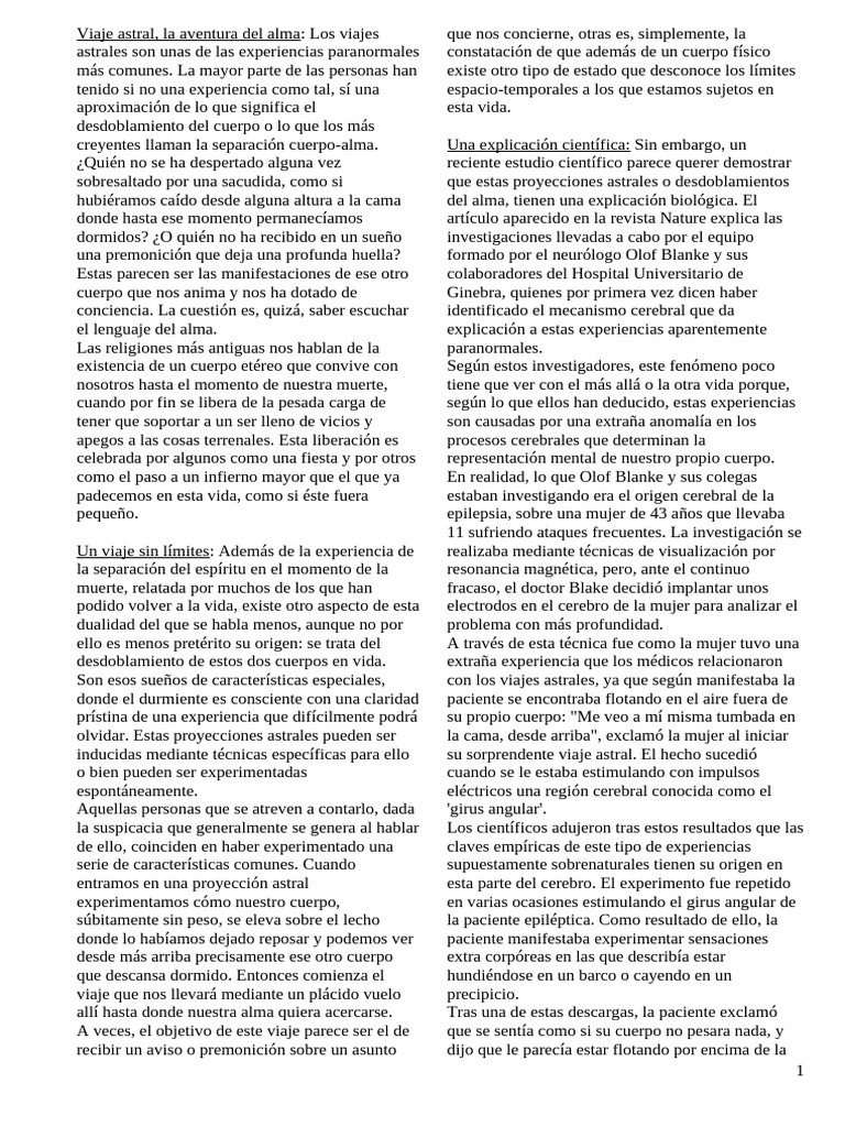 Viaje Astral | PDF | Experiencia