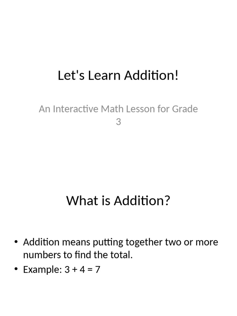 Interactive Grade 3 Addition Lesson | PDF